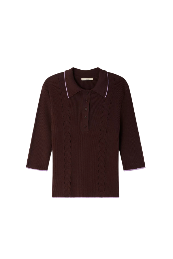 Jodi Knitted Polo in Espresso — Moosh
